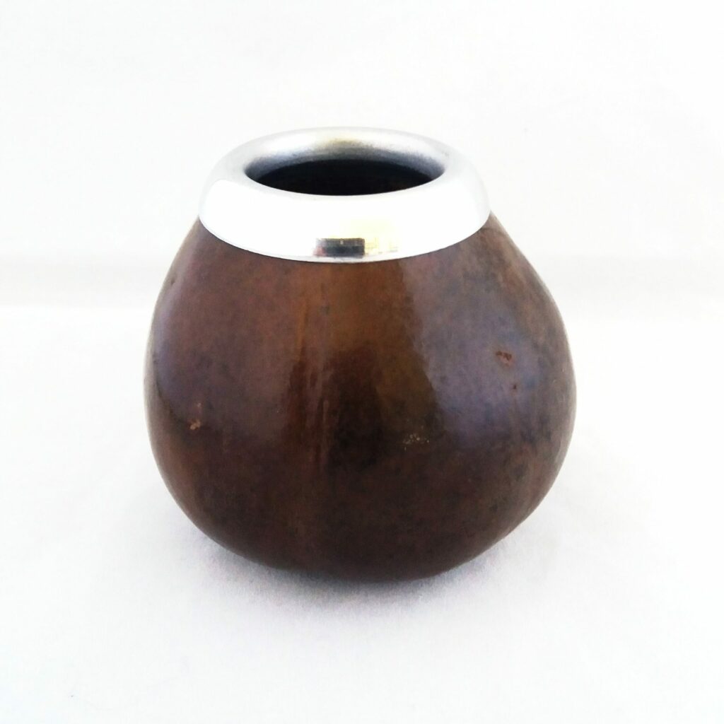 Calebasse - Pot à maté bord métallique brun - Sol à Sol